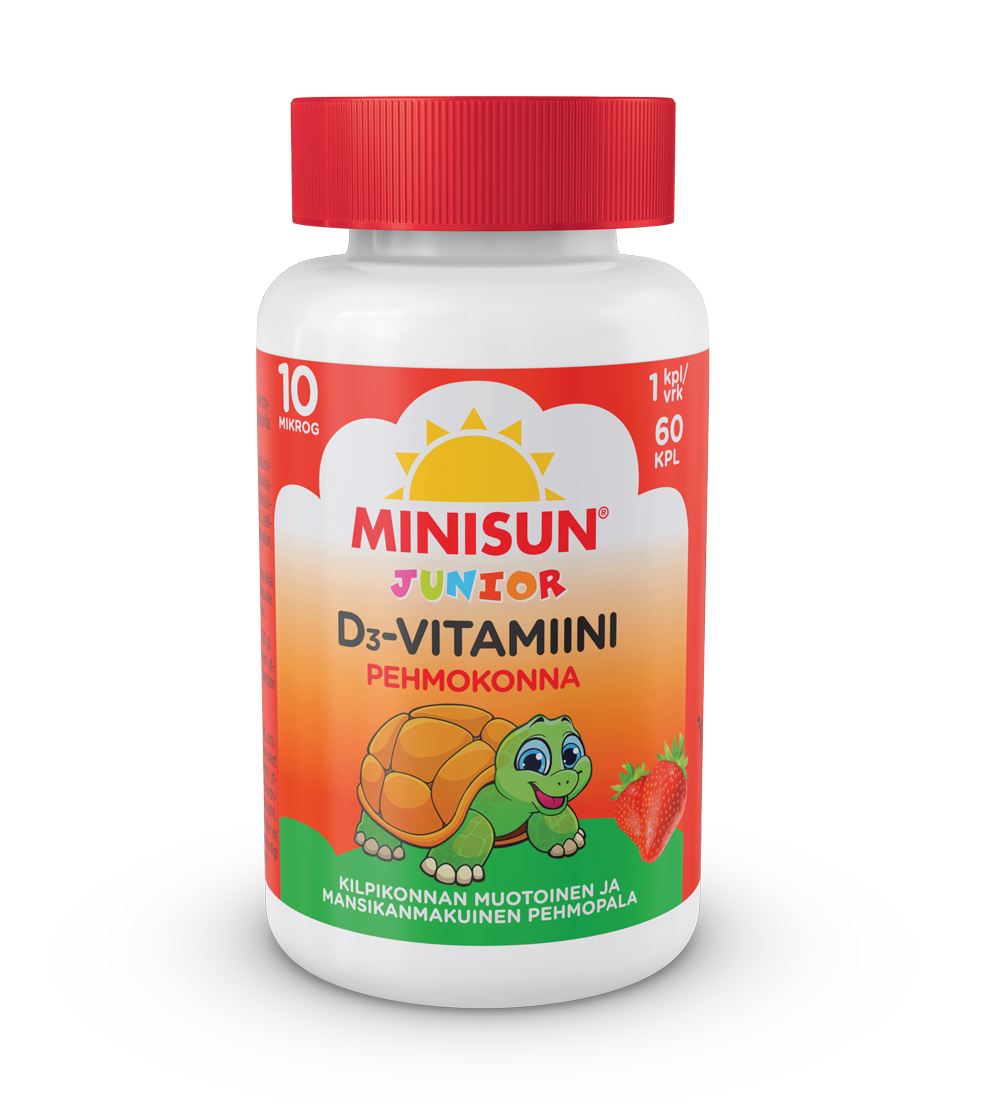 Minisun Pehmokonna Mansikka D3-vitamiini 60 kpl - Verman
